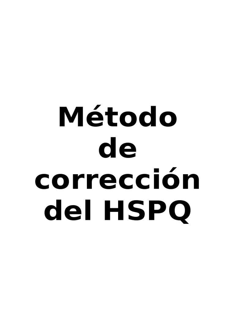 Método de Corrección Del HSPQ | PDF | Desviación Estándar | Inteligencia