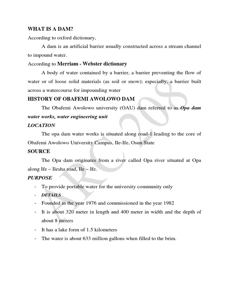 Dam | PDF | Water Purification | Filtration