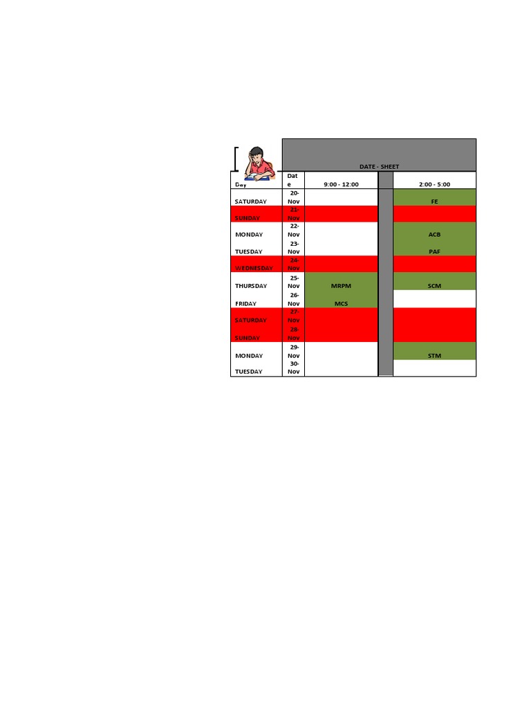 Date Sheet | PDF