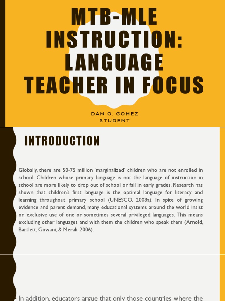MTB Mle Instruction | PDF | Second Language | First Language