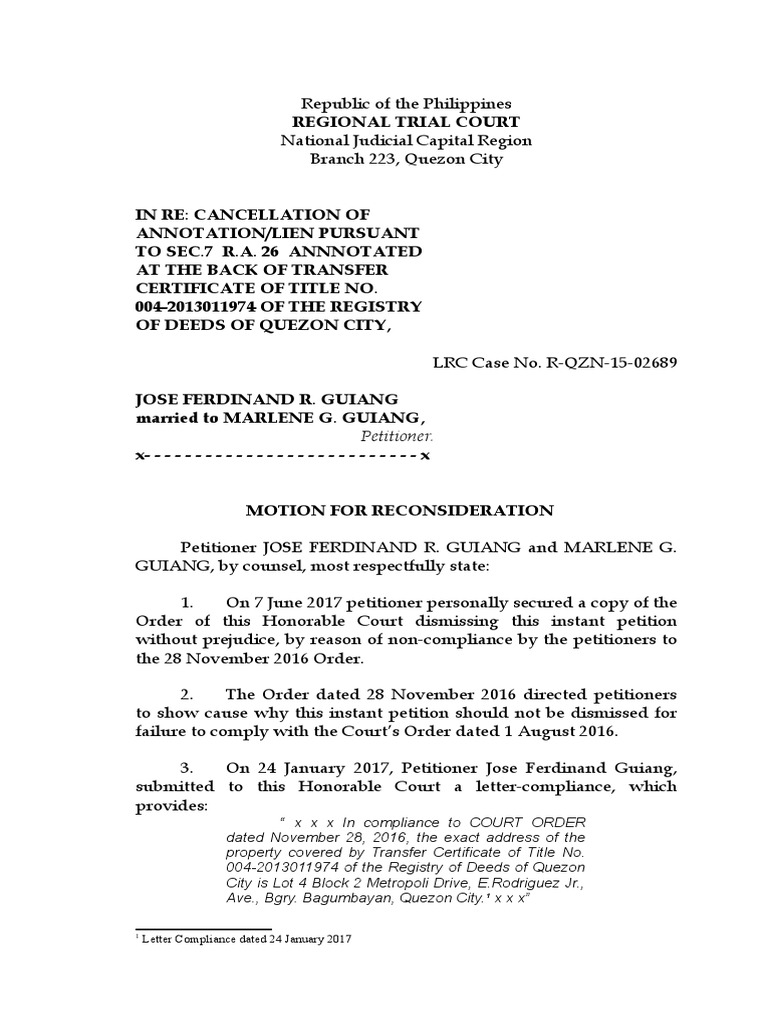 Motion For Reconsideration | PDF | Government | Justice