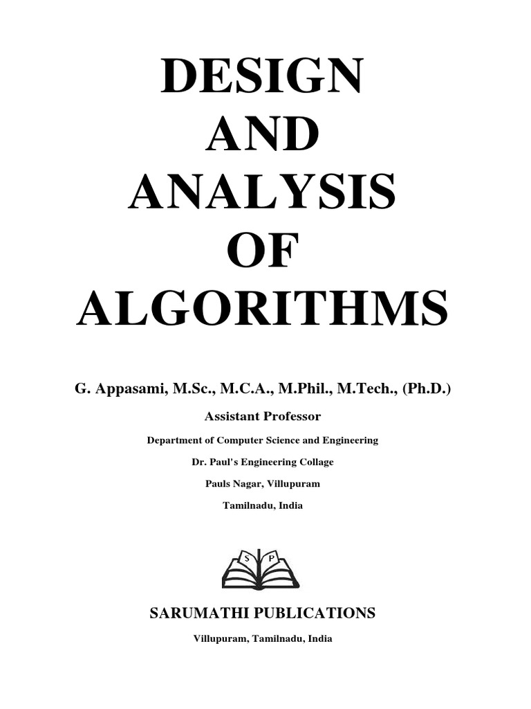 Cs6402 Design And Analysis Of Algorithms Appasami Lecture Notes Pdf Pdf Algorithms Time