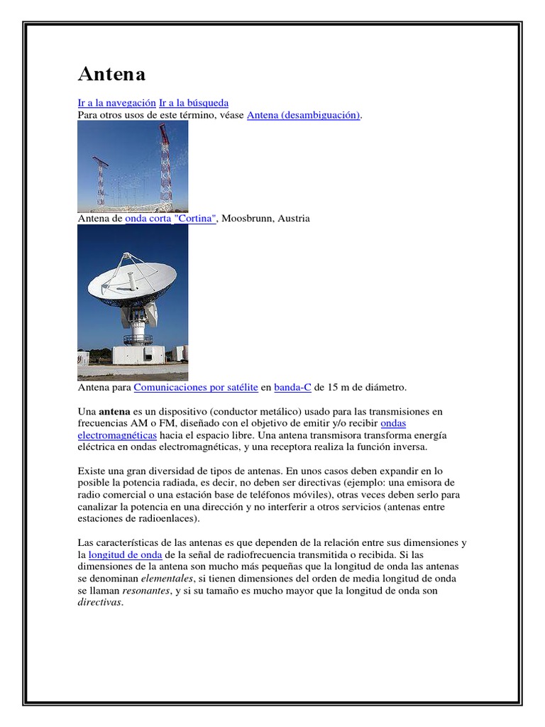 Antena | PDF | Antena (Radio) | Polarización (ondas)