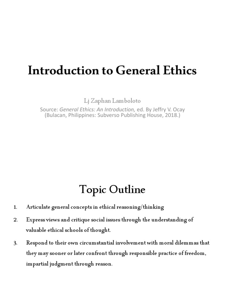 Introduction To General Ethics | PDF | Free Will | Morality