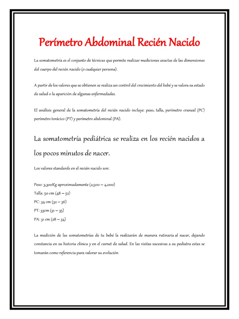 Perímetro Abdominal Recién Nacido | PDF