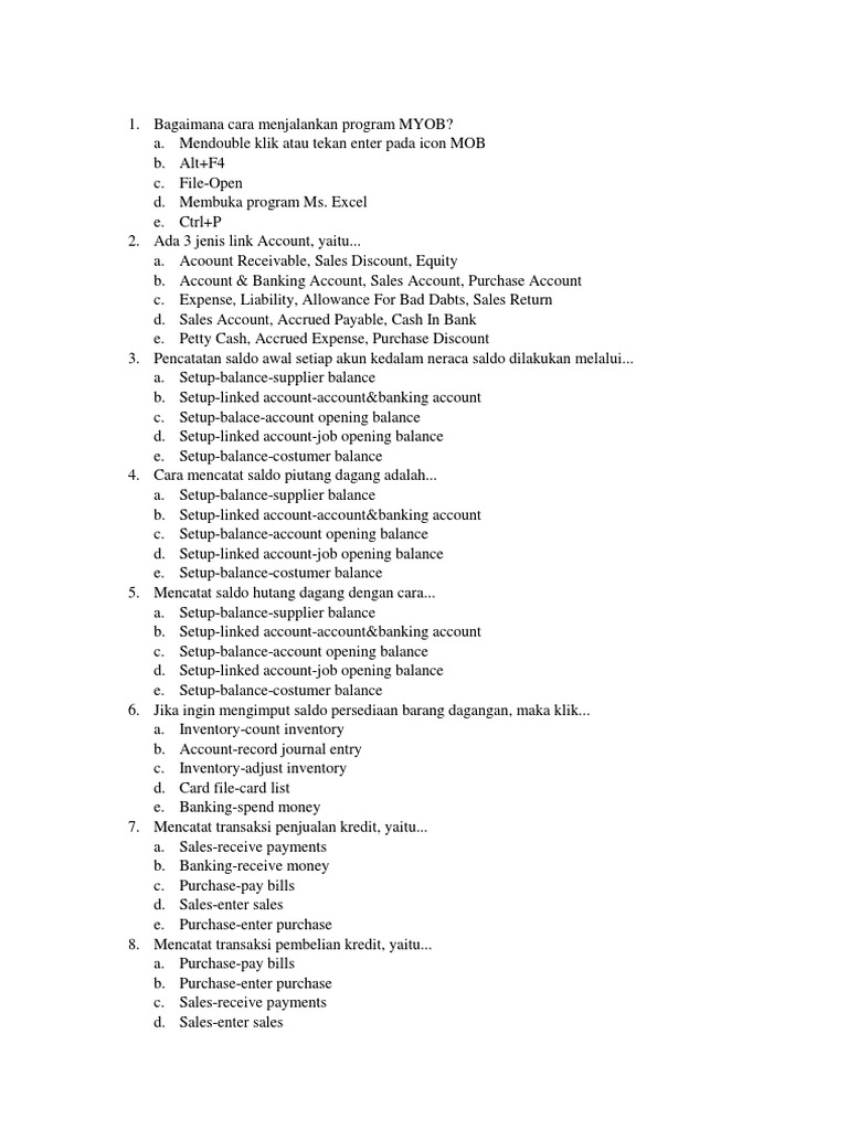 Latihan MYOB | PDF | Banks | Balance Sheet