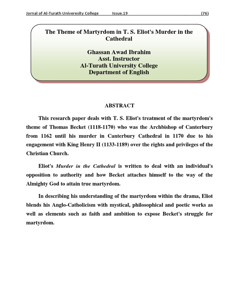 Theme of Murder in Cathedral | PDF | Sacrifice