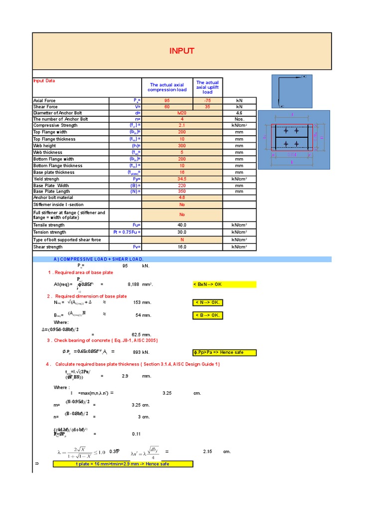 Anchor Bolt-Pinned Connection | PDF | Strength Of Materials | Bending