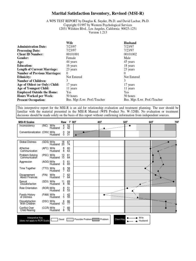 Marital Satisfaction Inventory, Revised (MSI-R) | PDF | Anger | Aggression