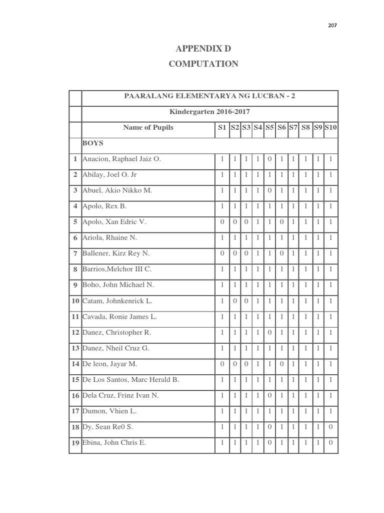Appendix D Computation | PDF | Sports & Recreation | Social Science