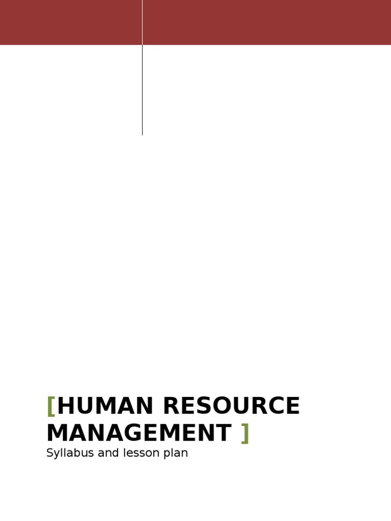 Subject Syllabus HRM LP | PDF | Human Resource Management | Human Resources