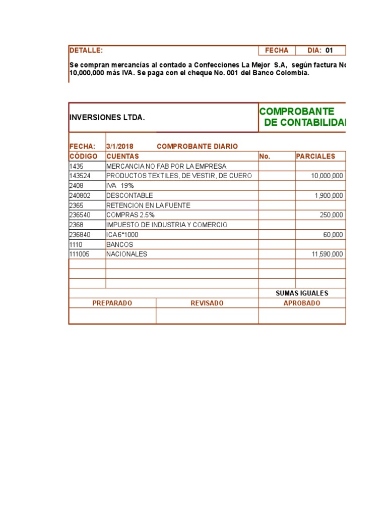 Modelo Comprobante de Contabilidad | PDF