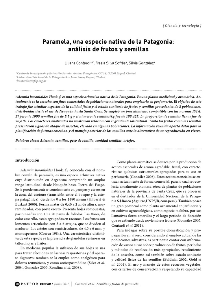 Paramela Una Especie Nativa de La Patagonia Anlisis de Frutos y ...