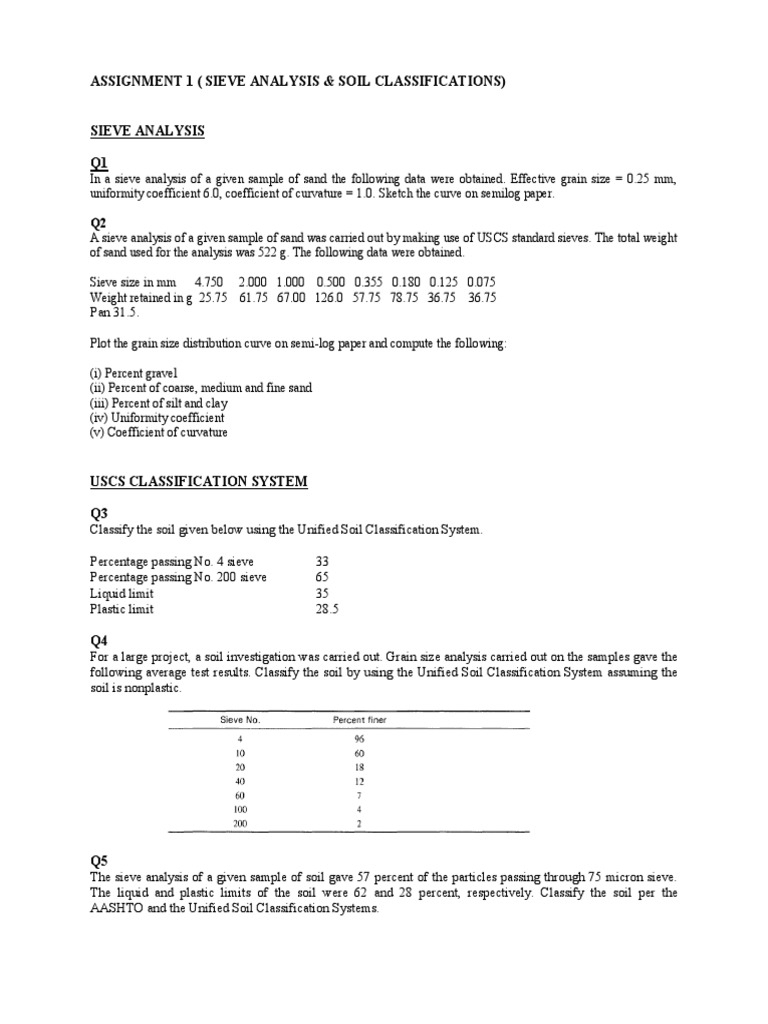 Assigment Geotech 1 PDF | PDF | Sand | Soil