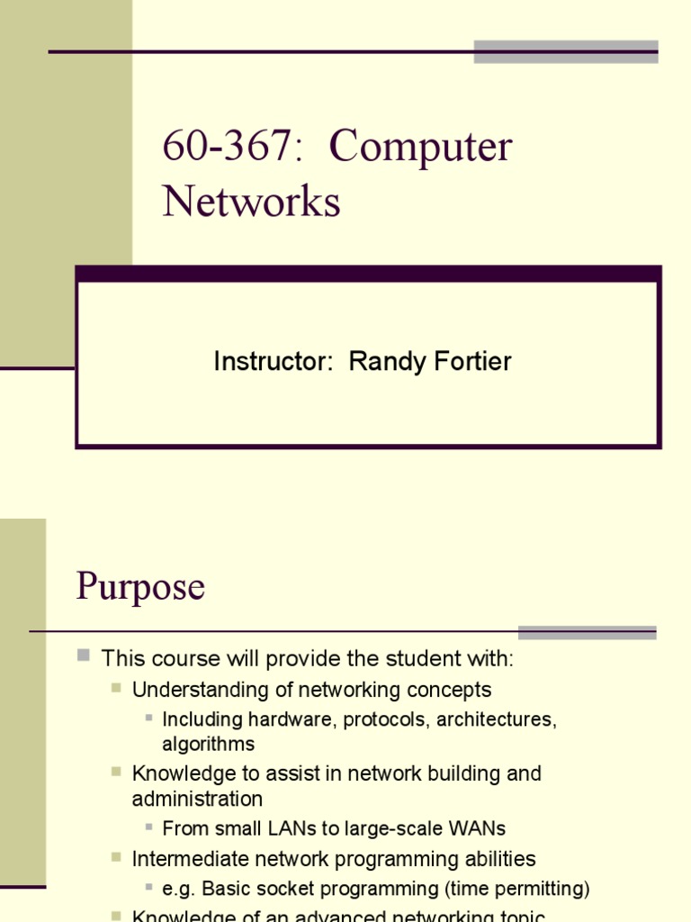 60-367: Computer Networks: Instructor: Randy Fortier | PDF | Internet ...