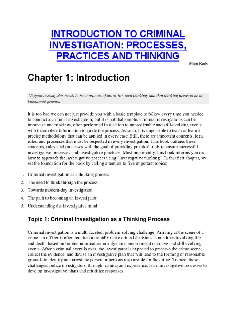 Introduction To Criminal Investigation: Processes, Practices and ...