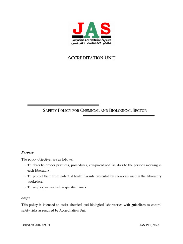 Safety Policy For Chemical and Biological Sector | Download Free PDF ...