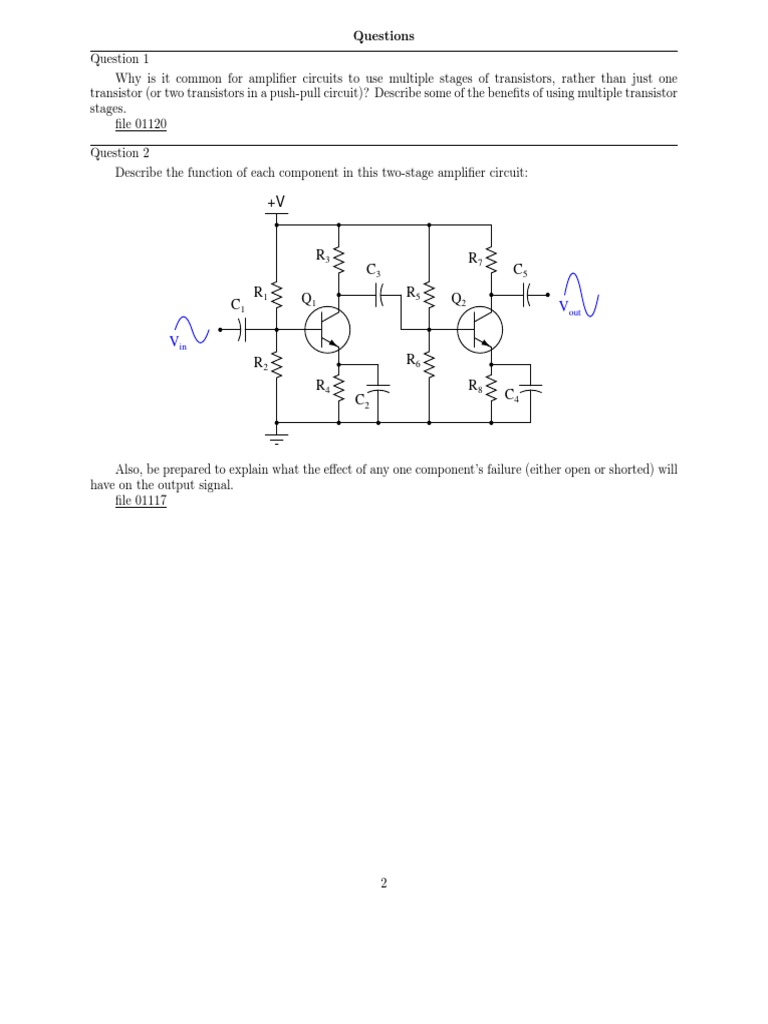 Multi Stage Amp Questions | PDF | Amplifier | Transistor
