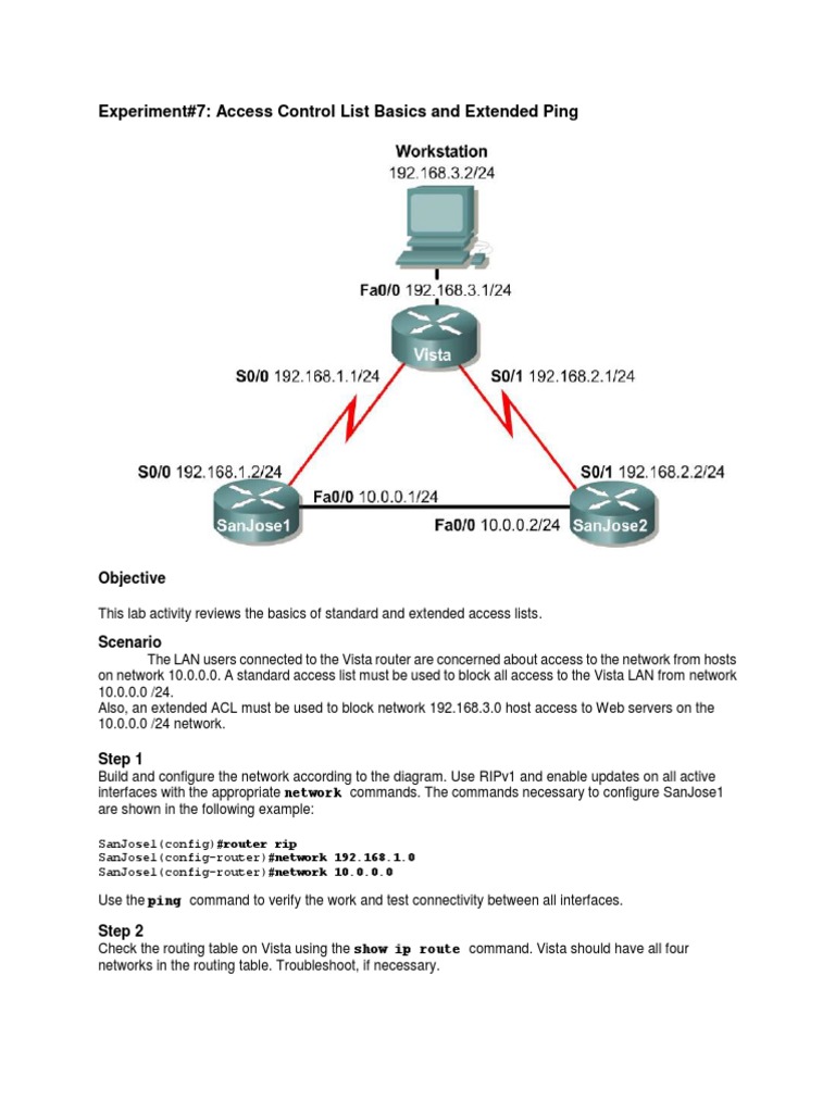 Expt7 - Standard and Extended ACLs | PDF | Computer Network | Router (Computing)