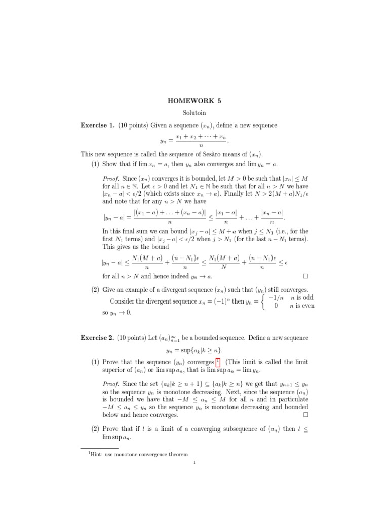 Hint: Use Monotone Convergence Theorem | PDF | Sequence | Series (Mathematics)