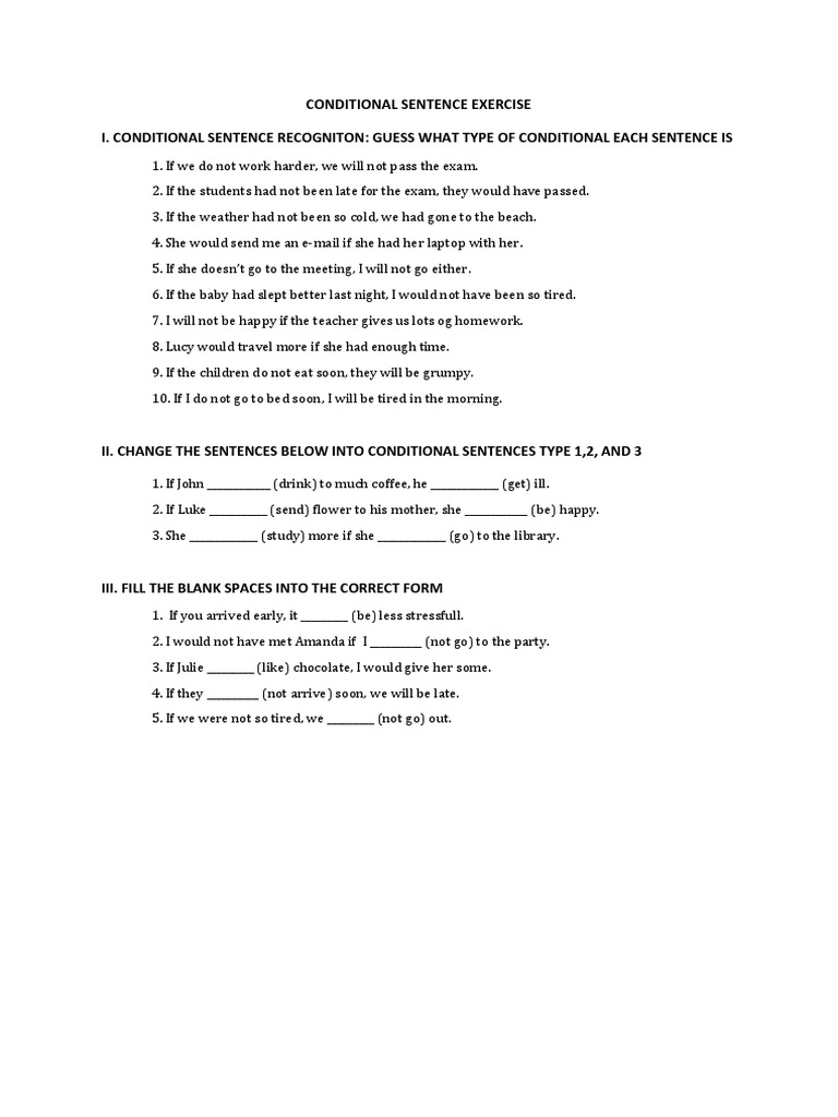Conditional Sentence Exercise | PDF | Language Arts & Discipline