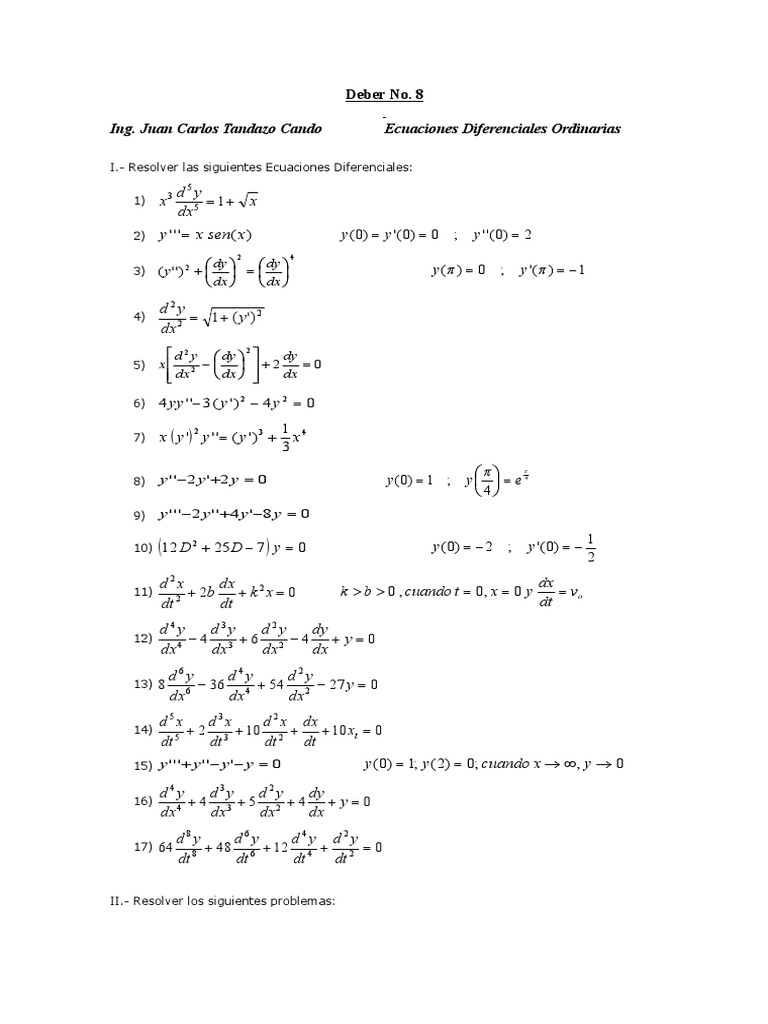 Deber 8 de EDO | PDF | Ecuaciones | Tarifas