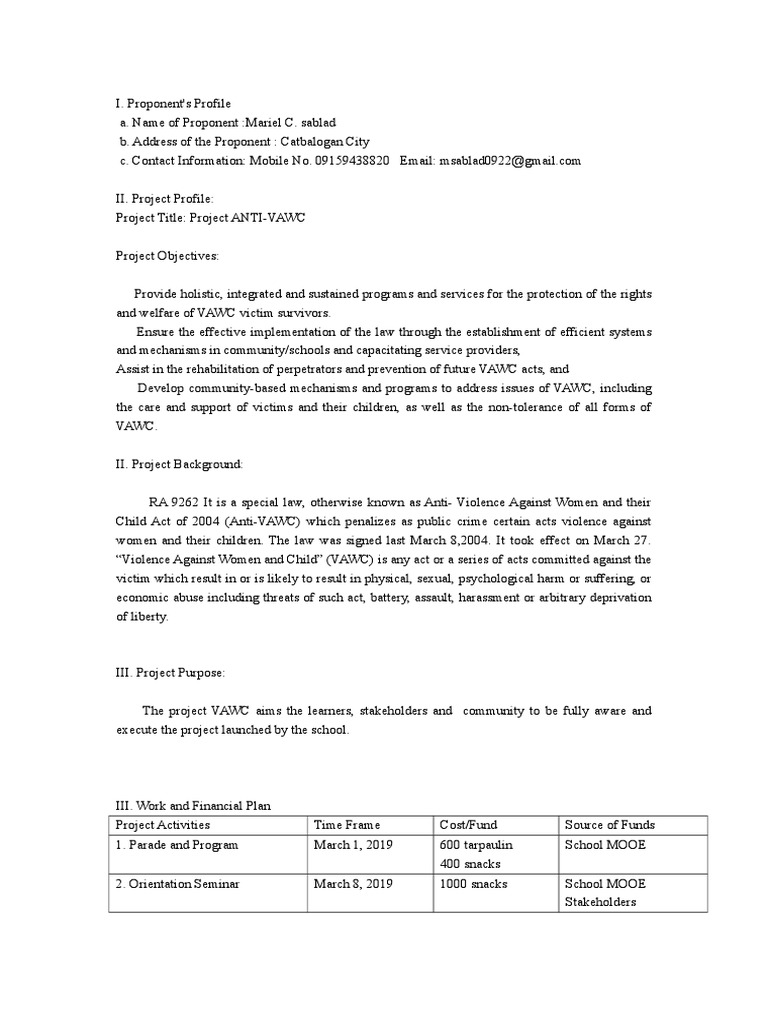 Project Proposal | PDF | Violence | Violence Against Women