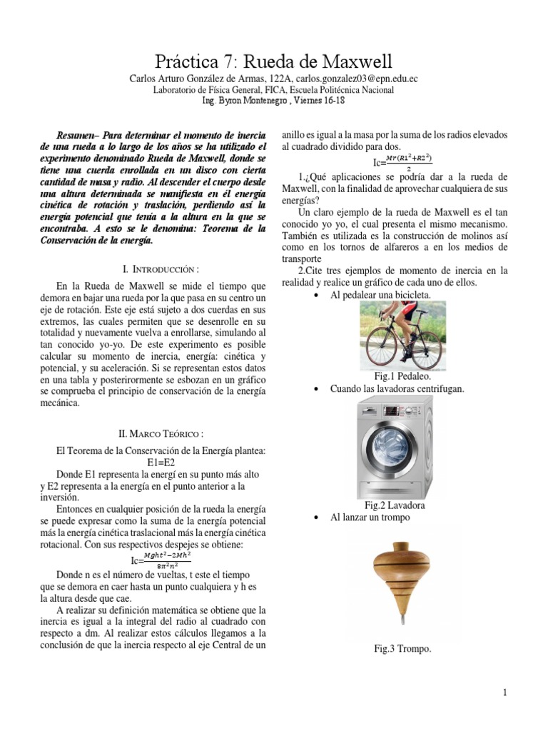 Rueda de Maxwell | PDF | Velocidad | Energía cinética