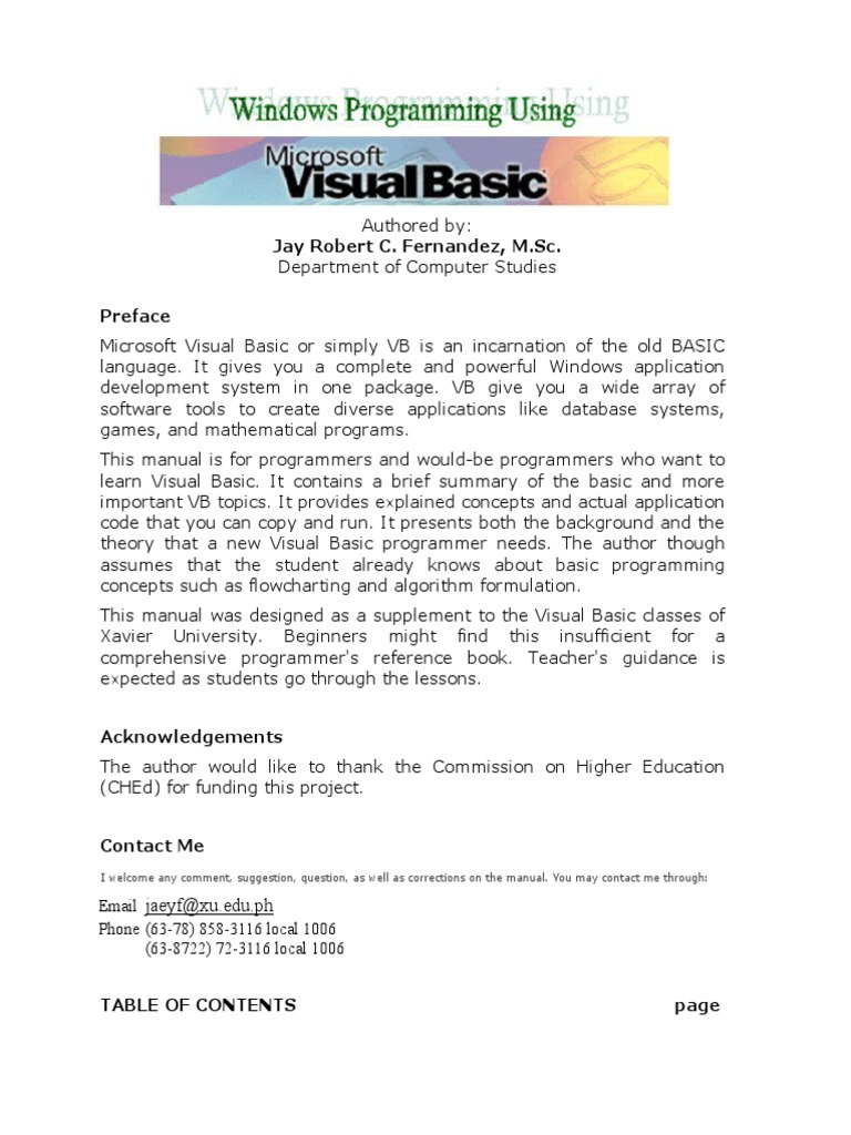 Visual Basic Manual | PDF | Variable (Computer Science) | Data Type