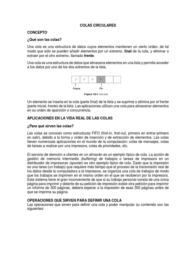 Colas Circulares | PDF | Cola (tipo de datos abstractos) | Impresora ...