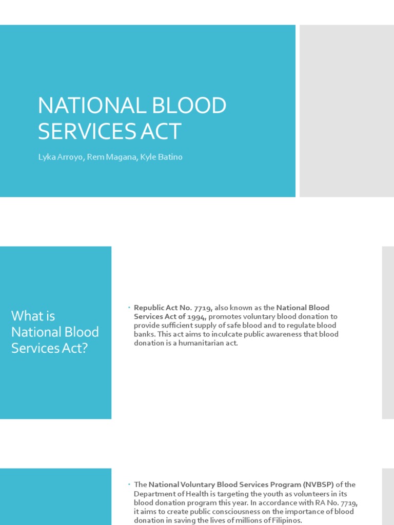 National Blood Services Act | PDF | Blood Donation | Blood Transfusion