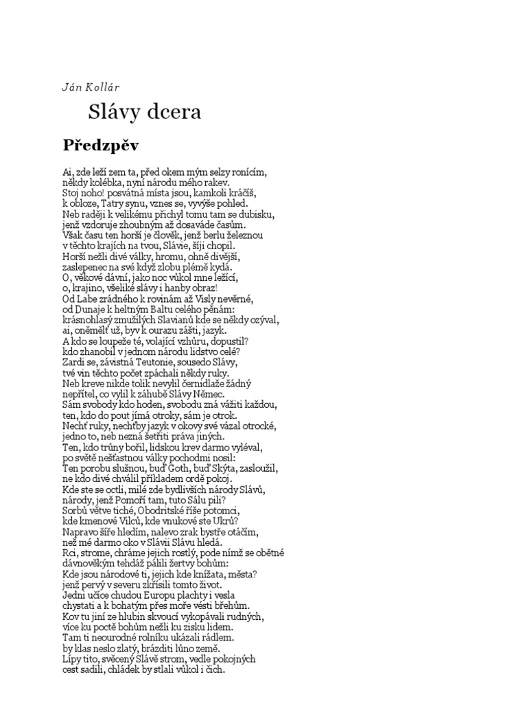 Ján Kollár - Slávy Dcera | PDF