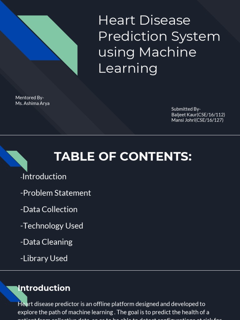 Heart Disease Prediction System Using Machine Learning | PDF | Machine ...