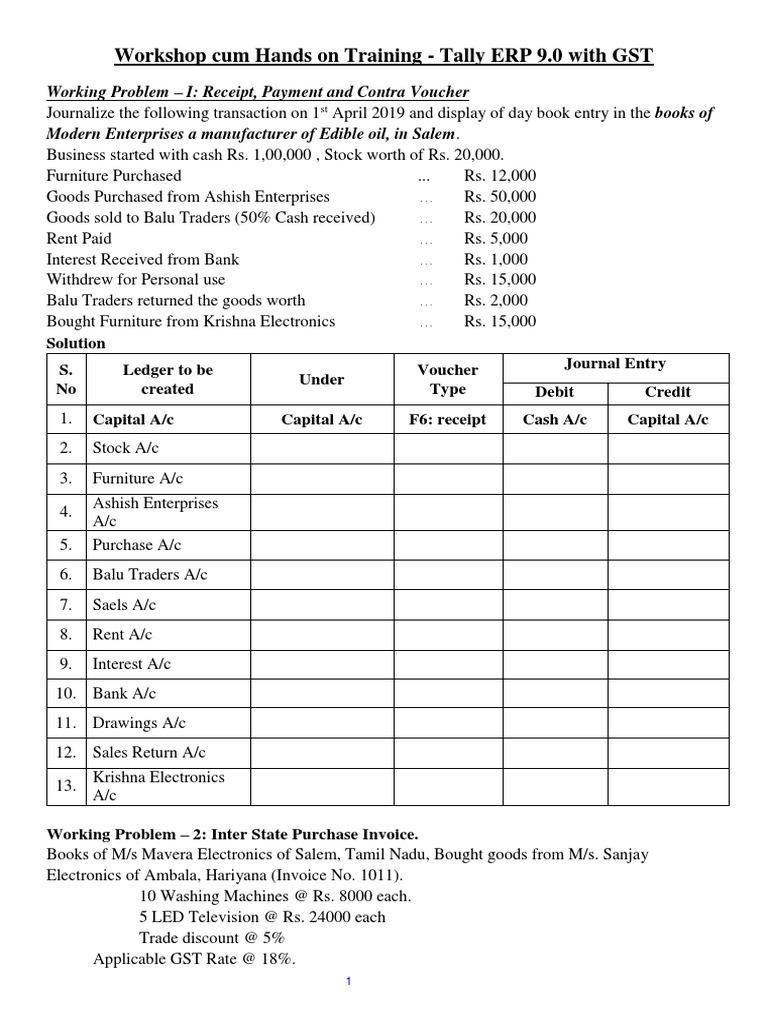 Working Problem For Tally With GST | PDF | Debits And Credits | Economies