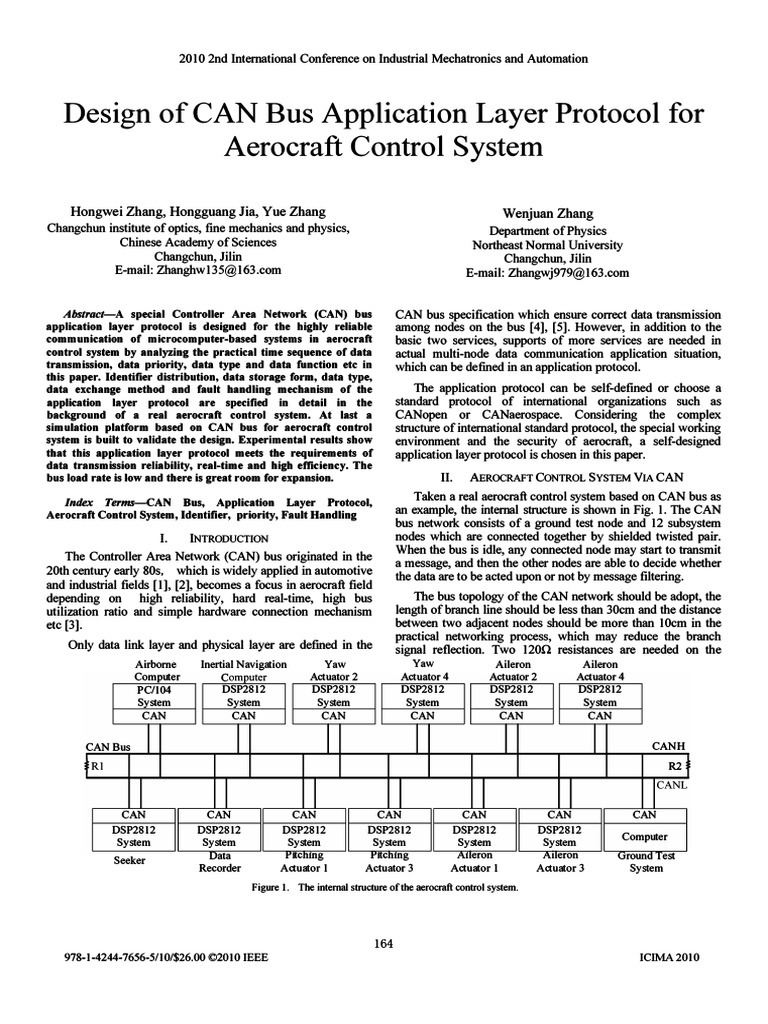 I I I I I I I I I I I I I: Design of CAN Bus Application Layer Protocol For Aerocraft Control ...