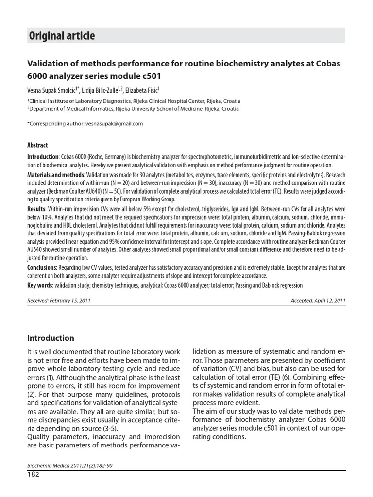Cobas 501 | PDF | Coefficient Of Variation | Confidence Interval