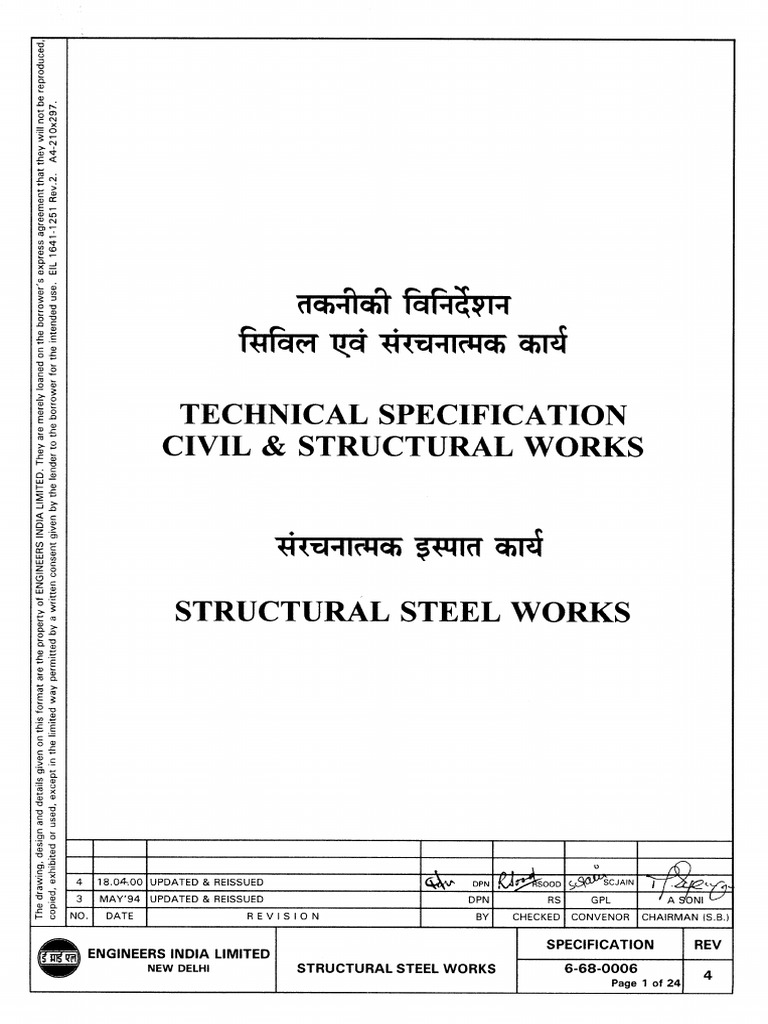 EIL Specification For STR. STEEL WORK | PDF