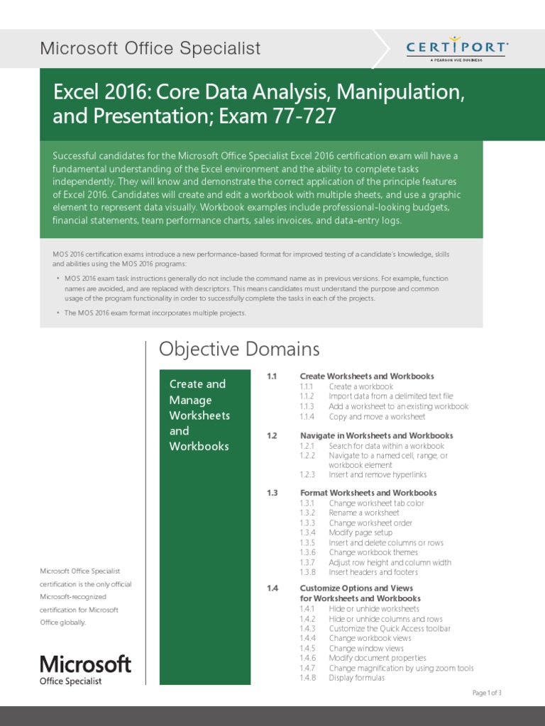MOS OD Excel 2016 020916NB PDF | PDF | Worksheet | Microsoft Excel