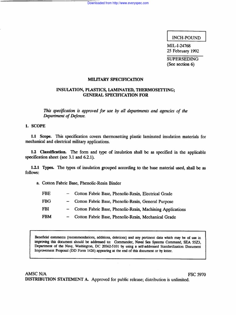Mil I 24768 | PDF | Insulator (Electricity) | Specification (Technical ...