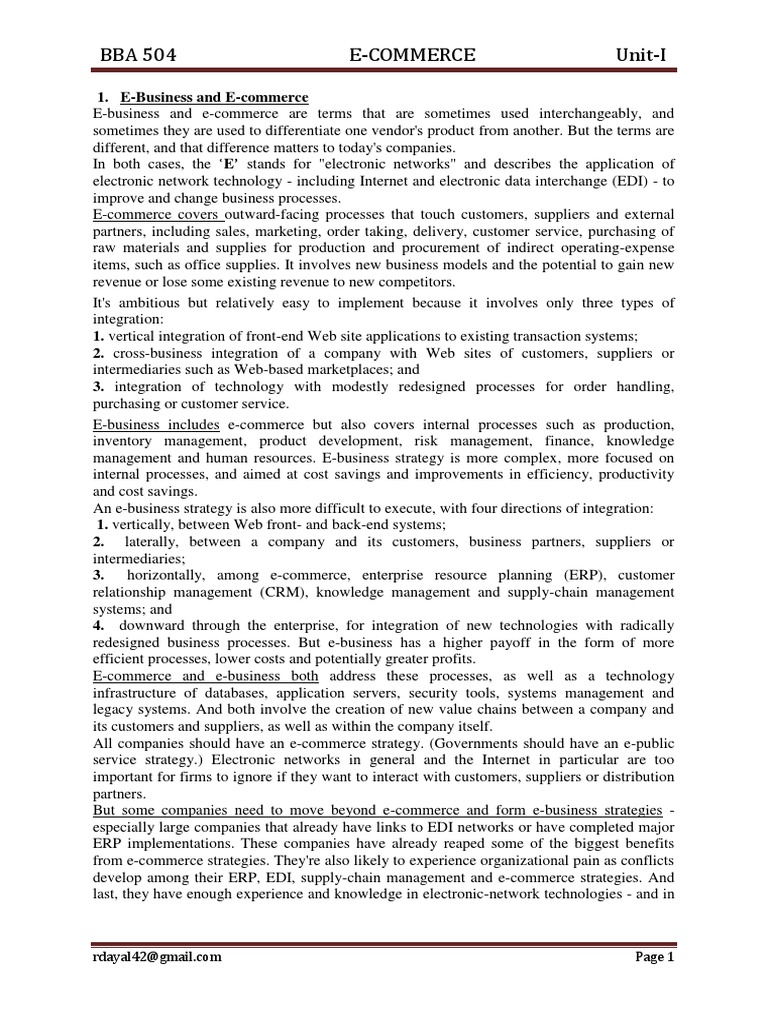Bba504 Ecom Unit 1 | PDF | Hypertext Transfer Protocol | Internet Protocol Suite