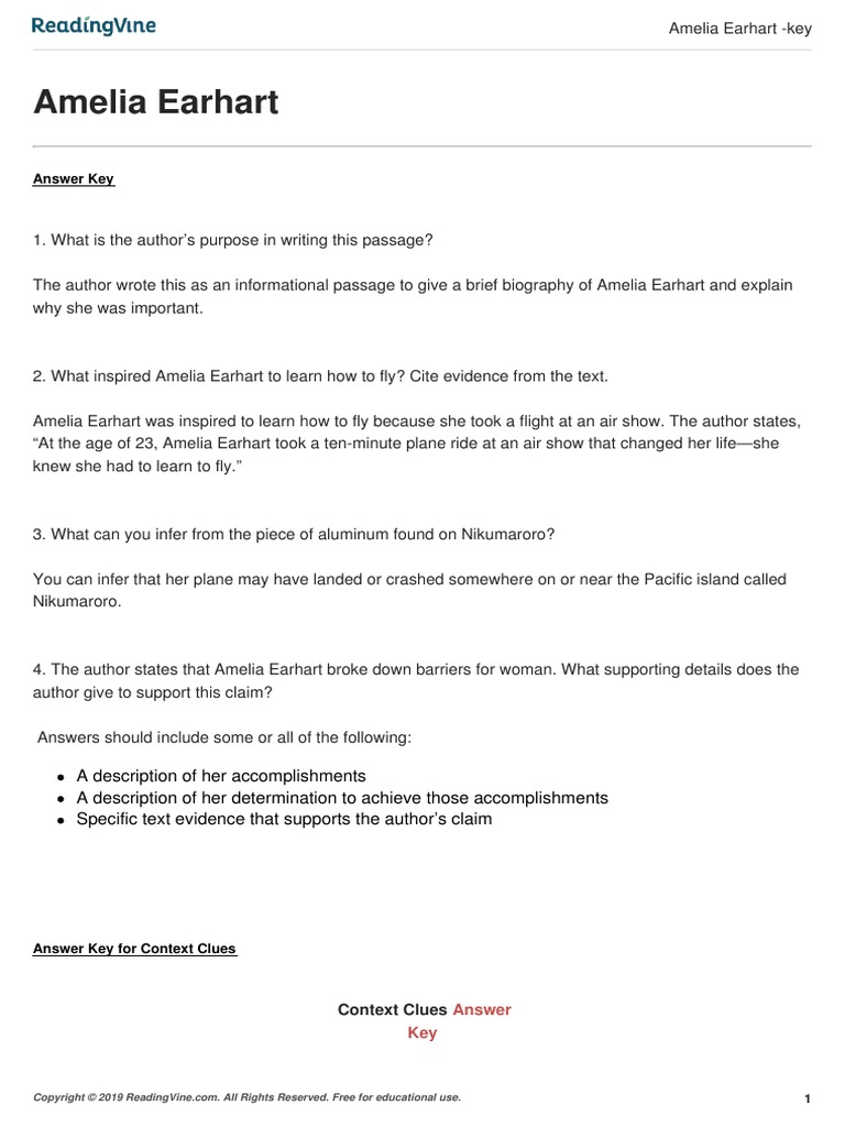 Amelia Earhart - Key PDF | PDF | Cognition | Cognitive Science