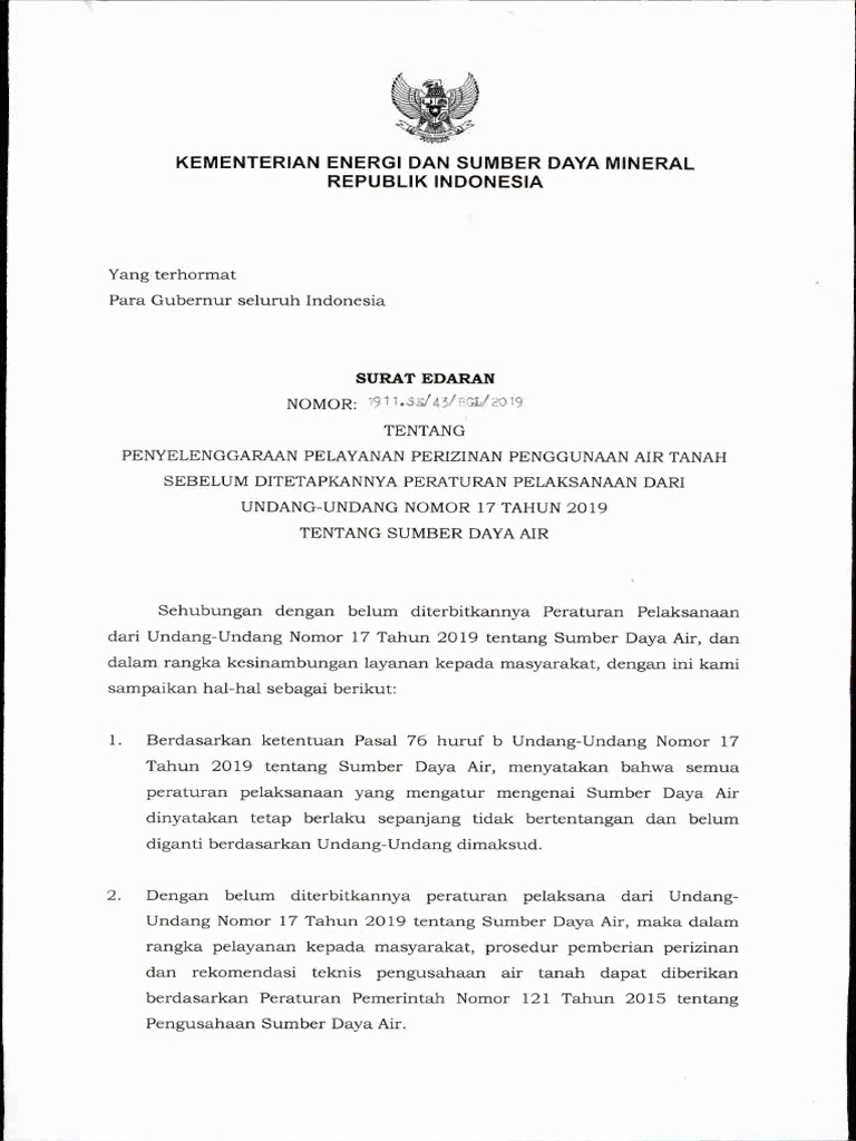 Surat Edaran Menteri Energi Dan Sumber Daya Mineral | PDF