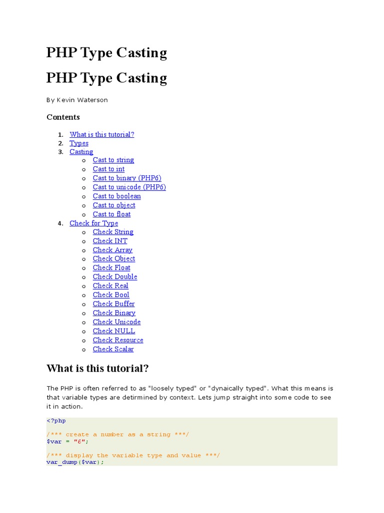 Php Type Casting Php Type Casting What Is This Tutorial Pdf X86 Architecture Boolean 
