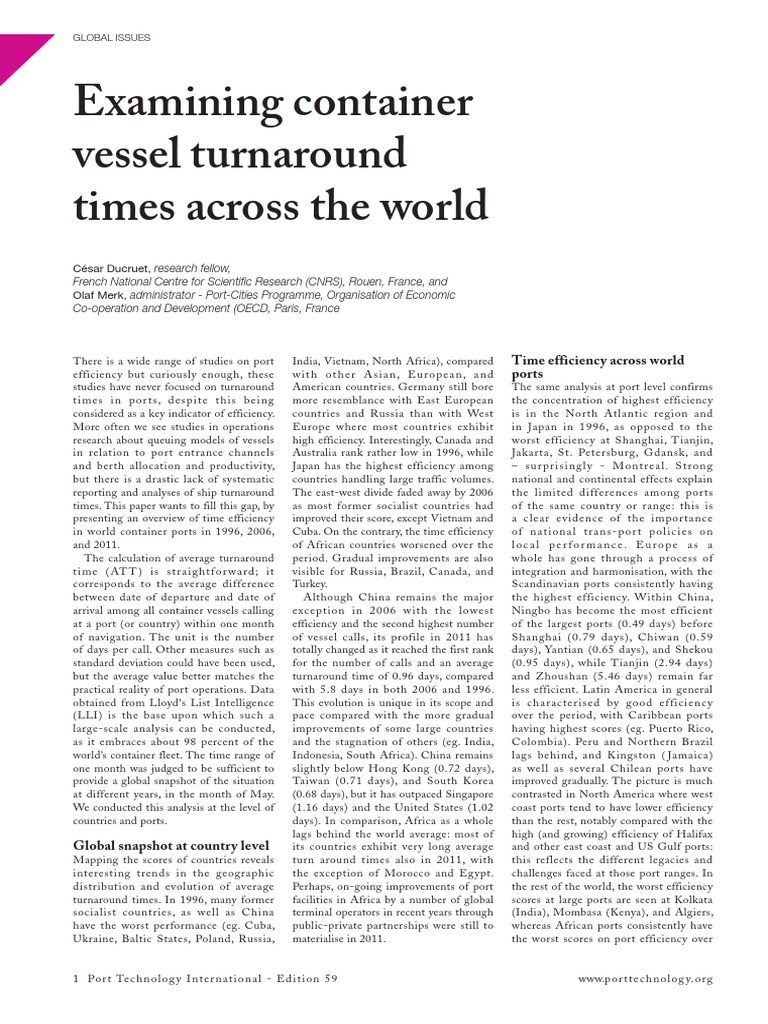 Examining Container Vessel Turnaround Times Across The World | PDF | Port