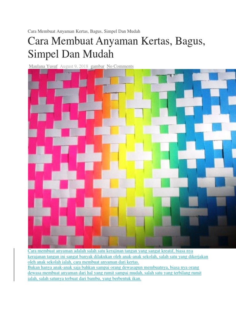 Cara Membuat Anyaman Kertas | PDF