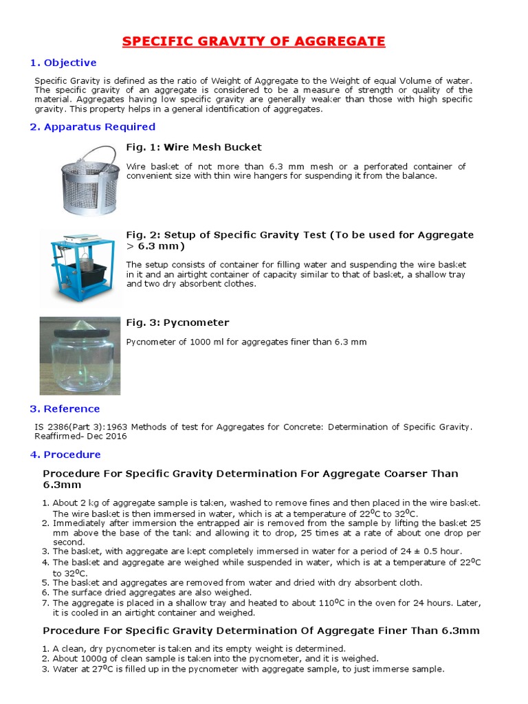 Specific Gravity of Aggregate-1 | PDF | Weight | Physics