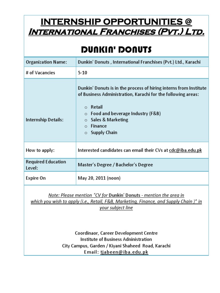 Exciting Internship Opportunities in Retail, Food and Beverage, Sales ...