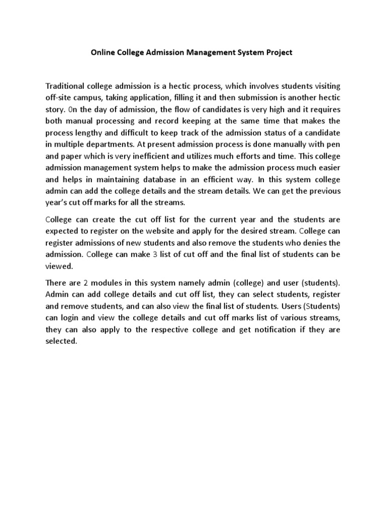 Python Synopsis For Online Admission Management System | PDF ...