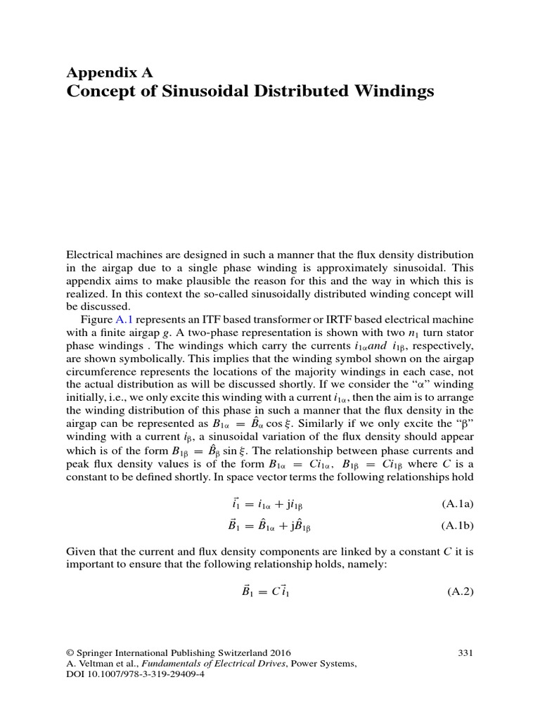 Concept of Sinusoidal Distributed Windings: Appendix A | PDF | Phase ...