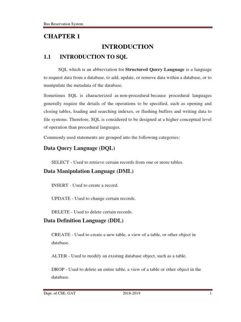 1.1 Introduction To SQL: Data Query Language (DQL) | PDF | Systems ...